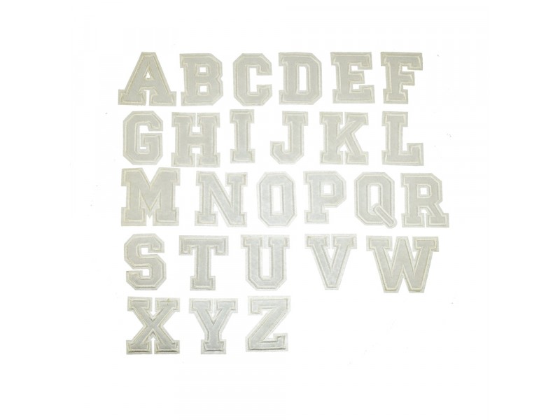 witte letter patch alfabet opstrijkbaar